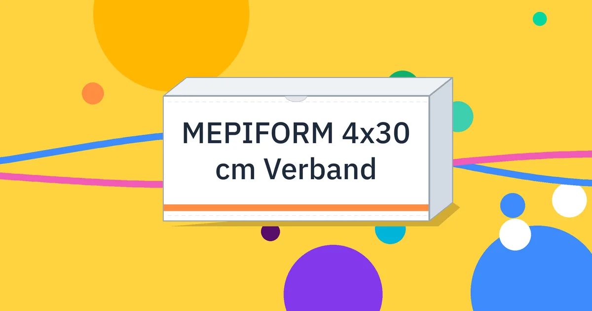 Symbolbild: Packung mit der Aufschrift MEPIFORM 4x30 cm Verband (PZN 04040433) – Verfügbarkeit und Bezug in Apotheken in Frankfurt am Main