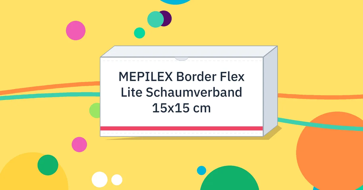 Symbolbild: Packung mit der Aufschrift MEPILEX Border Flex Lite Schaumverband 15x15 cm (PZN 18718778) – Verfügbarkeit und Bezug in Apotheken in Frankfurt am Main
