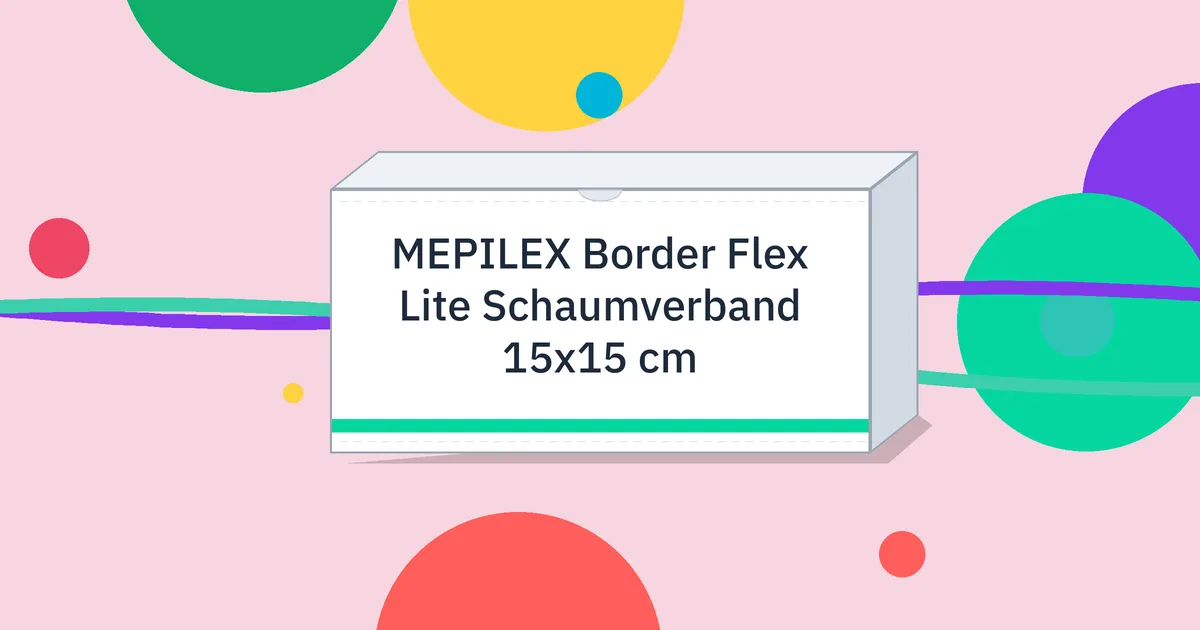 Symbolbild: Packung mit der Aufschrift MEPILEX Border Flex Lite Schaumverband 15x15 cm (PZN 18831374) – Verfügbarkeit und Bezug in Apotheken in Frankfurt am Main