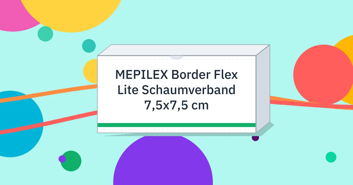 Symbolbild: Packung mit der Aufschrift MEPILEX Border Flex Lite Schaumverband 7,5x7,5 cm (PZN 20371885) – Verfügbarkeit und Bezug in Apotheken in Frankfurt am Main