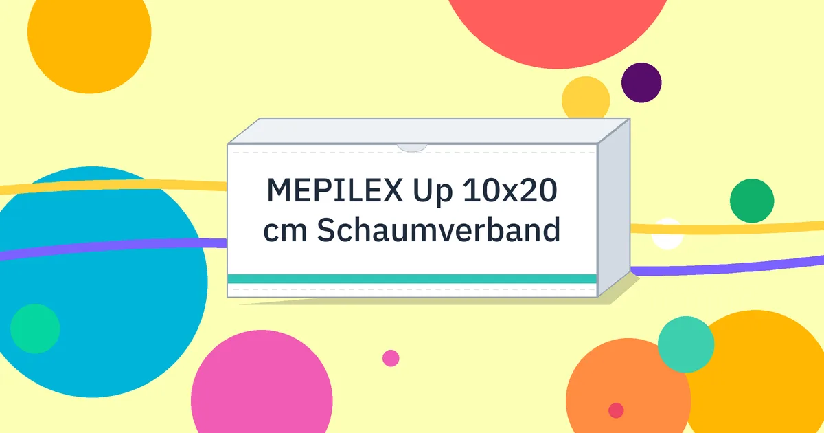 Symbolbild: Packung mit der Aufschrift MEPILEX Up 10x20 cm Schaumverband (PZN 19808791) – Verfügbarkeit und Bezug in Apotheken in Frankfurt am Main