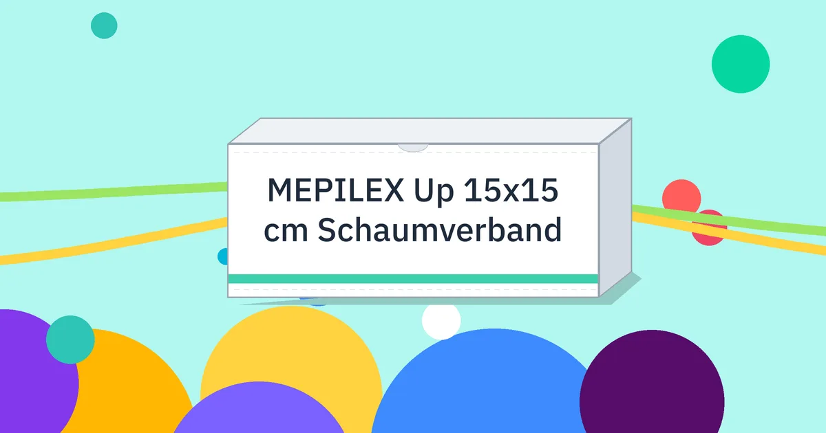Symbolbild: Packung mit der Aufschrift MEPILEX Up 15x15 cm Schaumverband (PZN 19903609) – Verfügbarkeit und Bezug in Apotheken in Frankfurt am Main
