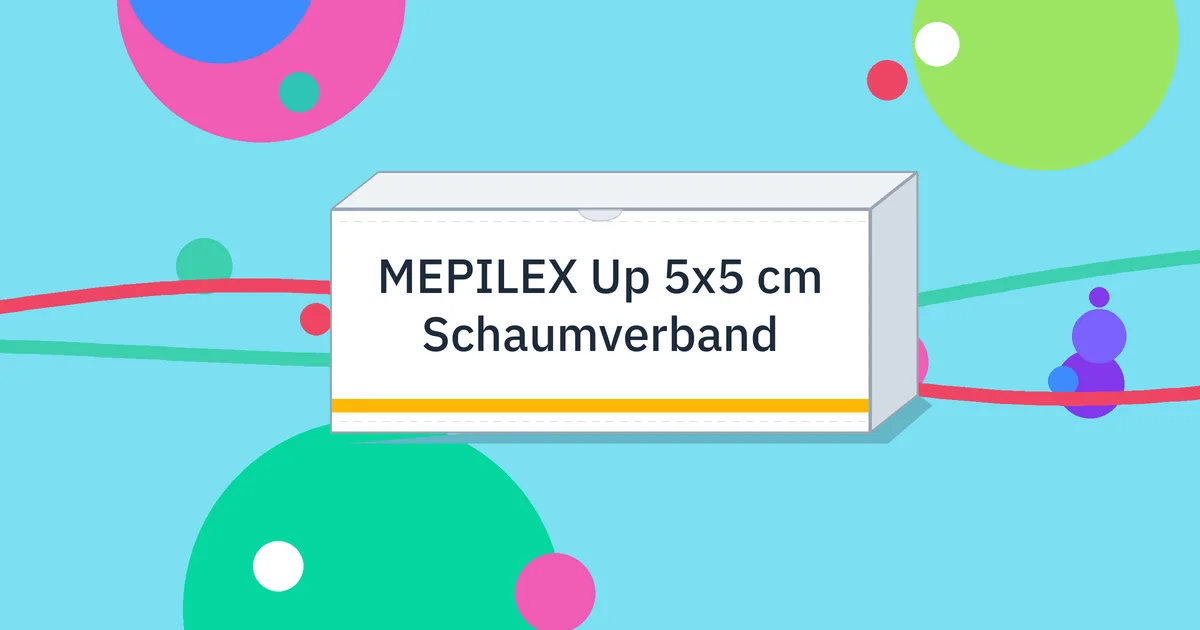 Symbolbild: Packung mit der Aufschrift MEPILEX Up 5x5 cm Schaumverband (PZN 19768407) – Verfügbarkeit und Bezug in Apotheken in Frankfurt am Main