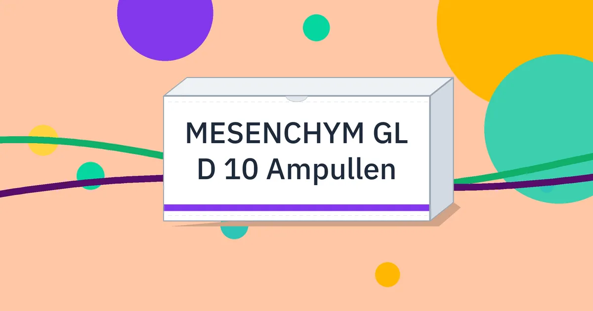 Symbolbild: Packung mit der Aufschrift MESENCHYM GL D 10 Ampullen (PZN 03355548) – Verfügbarkeit und Bezug in Apotheken in Frankfurt am Main