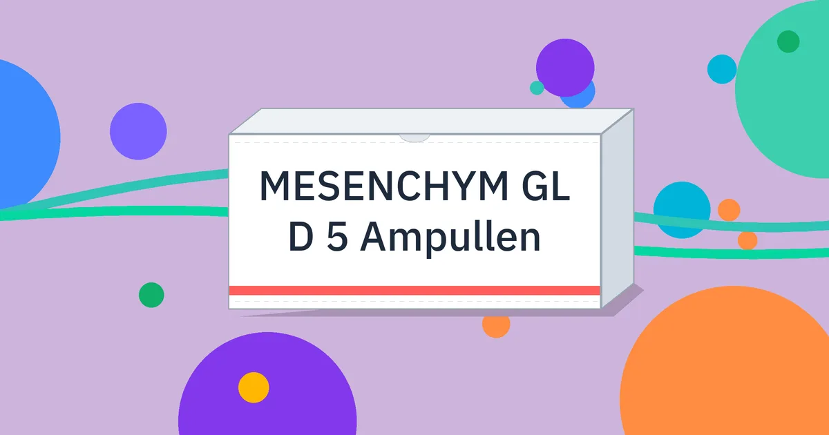 Symbolbild: Packung mit der Aufschrift MESENCHYM GL D 5 Ampullen (PZN 03355525) – Verfügbarkeit und Bezug in Apotheken in Frankfurt am Main