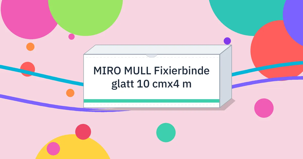 Symbolbild: Packung mit der Aufschrift MIRO MULL Fixierbinde glatt 10 cmx4 m (PZN 06854772) – Verfügbarkeit und Bezug in Apotheken in Frankfurt am Main