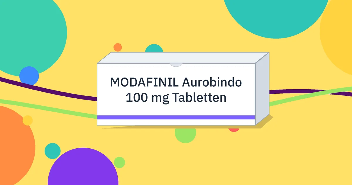 Symbolbild: Packung mit der Aufschrift MODAFINIL Aurobindo 100 mg Tabletten (PZN 09924898) – Verfügbarkeit und Bezug in Apotheken in Frankfurt am Main