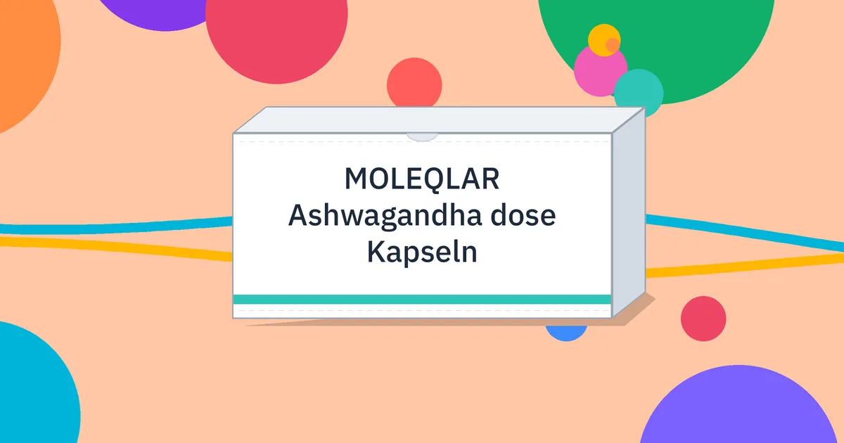 Symbolbild: Packung mit der Aufschrift MOLEQLAR Ashwagandha dose Kapseln (PZN 20584138) – Verfügbarkeit und Bezug in Apotheken in Frankfurt am Main