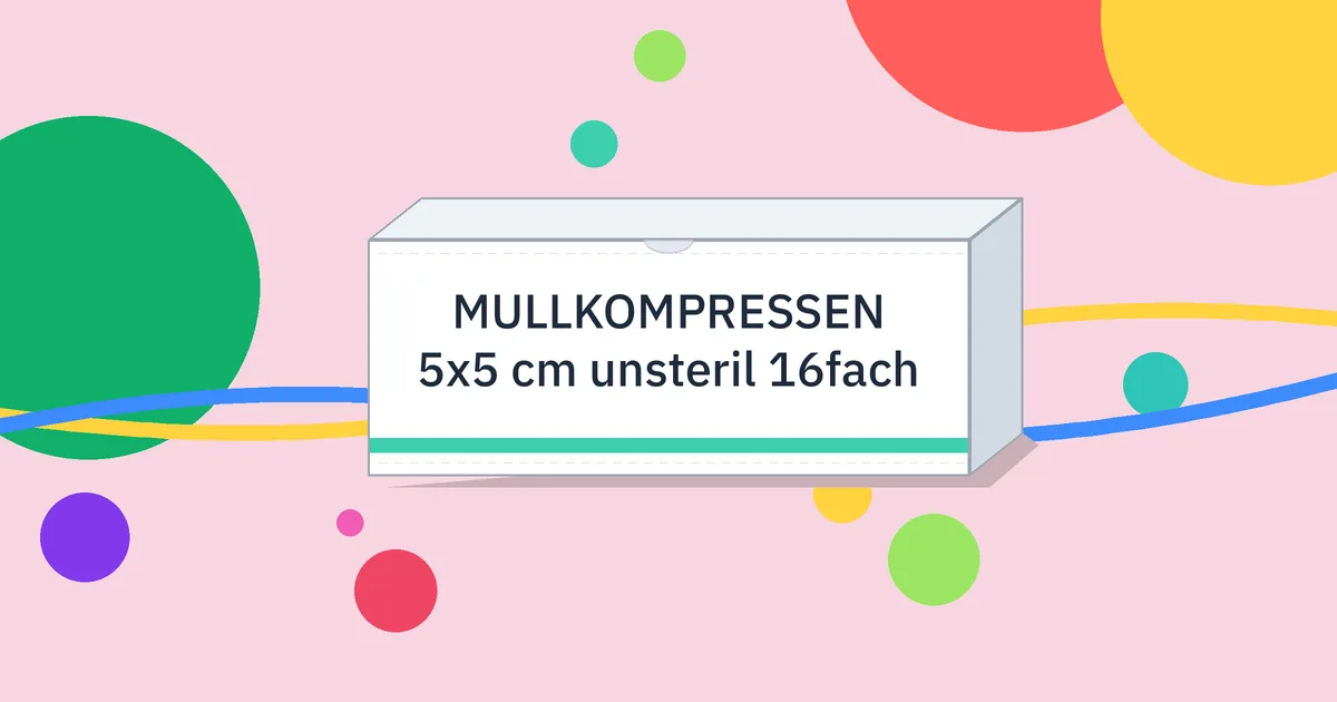 Symbolbild: Packung mit der Aufschrift MULLKOMPRESSEN 5x5 cm unsteril 16fach (PZN 03040709) – Verfügbarkeit und Bezug in Apotheken in Frankfurt am Main