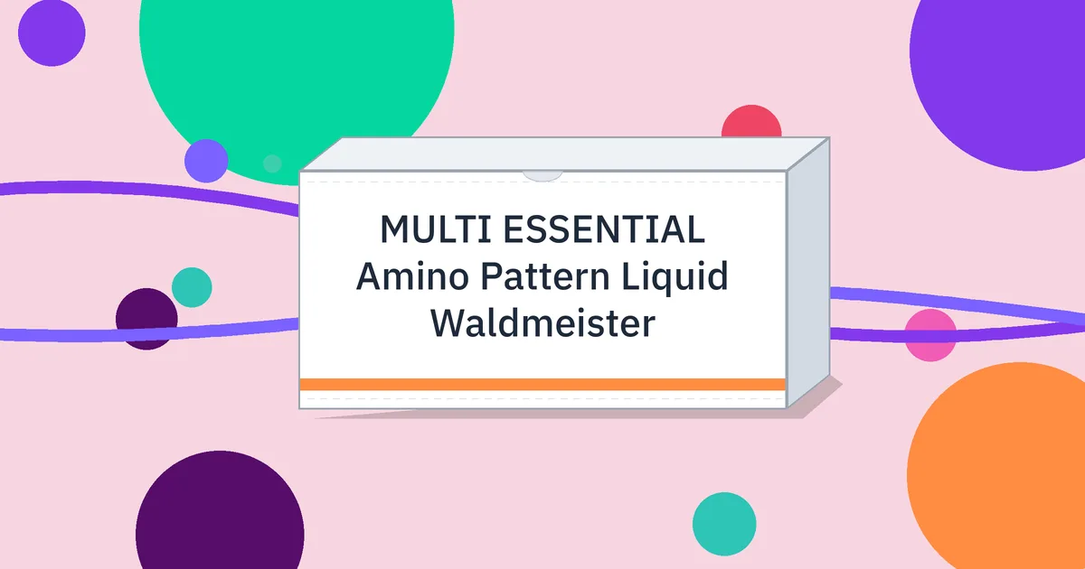 Symbolbild: Packung mit der Aufschrift MULTI ESSENTIAL Amino Pattern Liquid Waldmeister (PZN 17621278) – Verfügbarkeit und Bezug in Apotheken in Frankfurt am Main