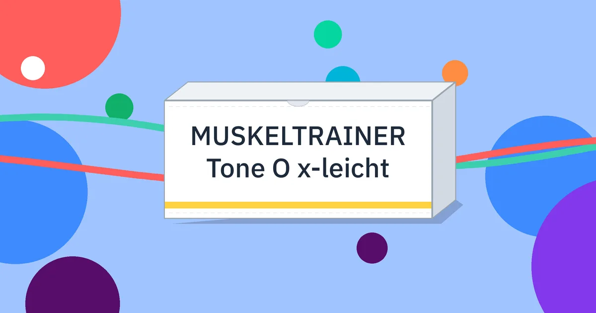 Symbolbild: Packung mit der Aufschrift MUSKELTRAINER Tone O x-leicht (PZN 01169480) – Verfügbarkeit und Bezug in Apotheken in Frankfurt am Main