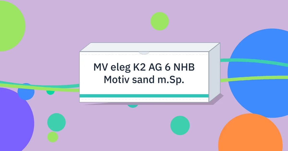 Symbolbild: Packung mit der Aufschrift MV eleg K2 AG 6 NHB Motiv sand m.Sp. (PZN 18930099) – Verfügbarkeit und Bezug in Apotheken in Frankfurt am Main