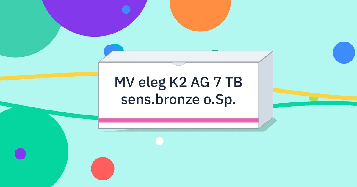 Symbolbild: Packung mit der Aufschrift MV eleg K2 AG 7 TB sens.bronze o.Sp. (PZN 14718801) – Verfügbarkeit und Bezug in Apotheken in Frankfurt am Main