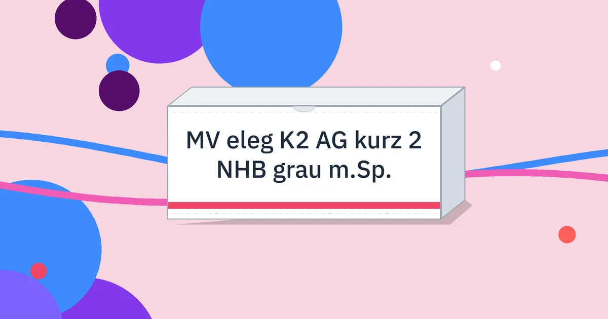 Symbolbild: Packung mit der Aufschrift MV eleg K2 AG kurz 2 NHB grau m.Sp. (PZN 18925402) – Verfügbarkeit und Bezug in Apotheken in Frankfurt am Main