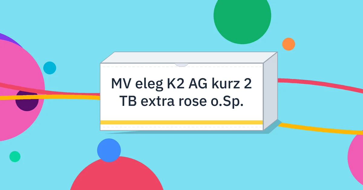 Symbolbild: Packung mit der Aufschrift MV eleg K2 AG kurz 2 TB extra rose o.Sp. (PZN 14696838) – Verfügbarkeit und Bezug in Apotheken in Frankfurt am Main