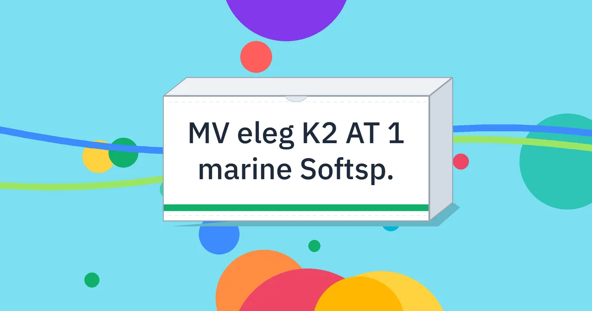 Symbolbild: Packung mit der Aufschrift MV eleg K2 AT 1 marine Softsp. (PZN 15286545) – Verfügbarkeit und Bezug in Apotheken in Frankfurt am Main