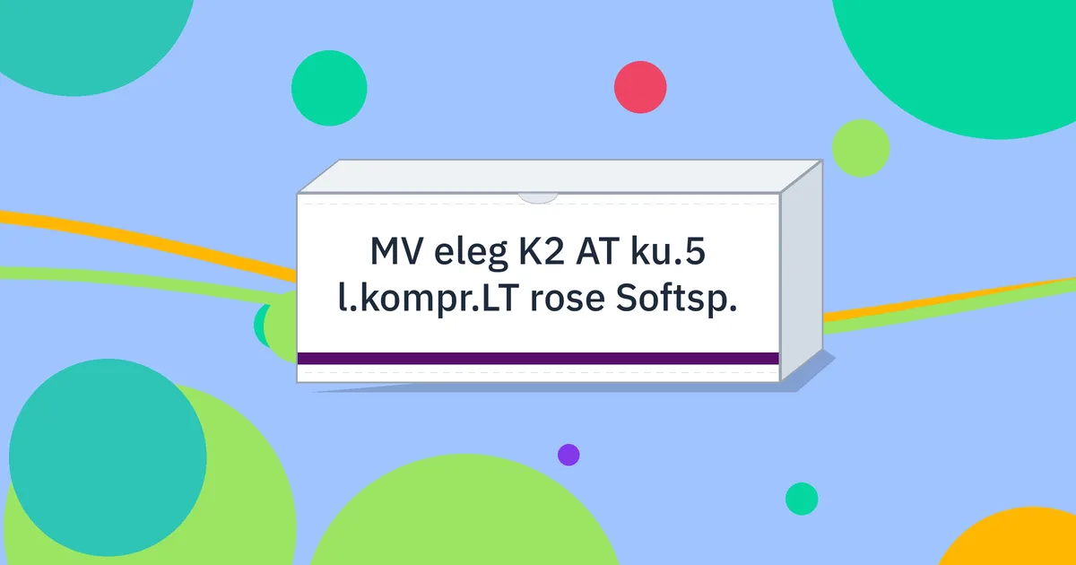 Symbolbild: Packung mit der Aufschrift MV eleg K2 AT ku.5 l.kompr.LT rose Softsp. (PZN 14691663) – Verfügbarkeit und Bezug in Apotheken in Frankfurt am Main