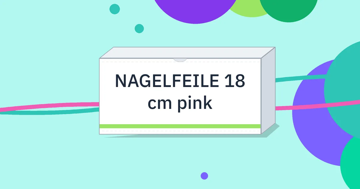 Symbolbild: Packung mit der Aufschrift NAGELFEILE 18 cm pink (PZN 01516384) – Verfügbarkeit und Bezug in Apotheken in Frankfurt am Main