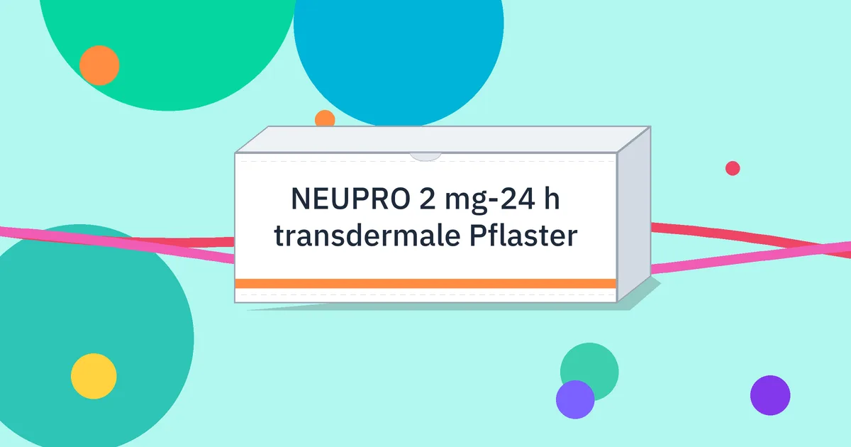 Symbolbild: Packung mit der Aufschrift NEUPRO 2 mg-24 h transdermale Pflaster (PZN 04637266) – Verfügbarkeit und Bezug in Apotheken in Frankfurt am Main