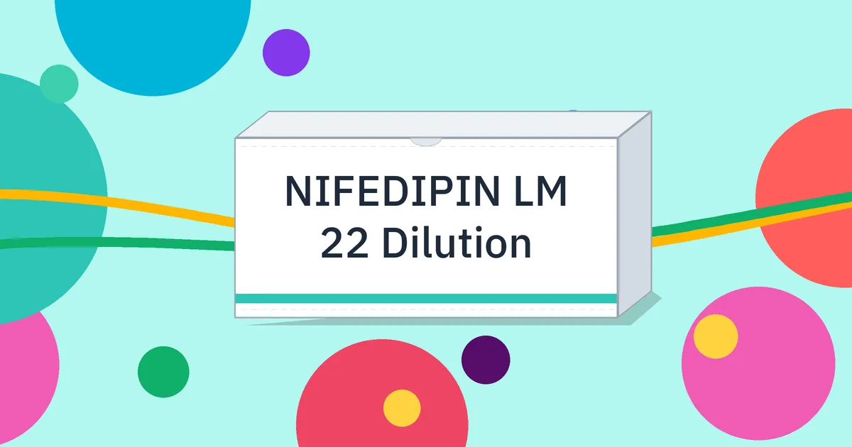 Symbolbild: Packung mit der Aufschrift NIFEDIPIN LM 22 Dilution (PZN 12969640) – Verfügbarkeit und Bezug in Apotheken in Frankfurt am Main