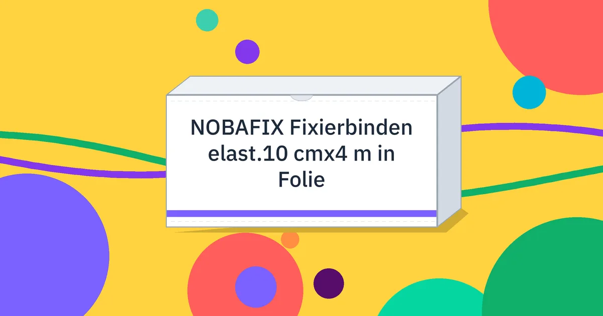 Symbolbild: Packung mit der Aufschrift NOBAFIX Fixierbinden elast.10 cmx4 m in Folie (PZN 16028035) – Verfügbarkeit und Bezug in Apotheken in Frankfurt am Main