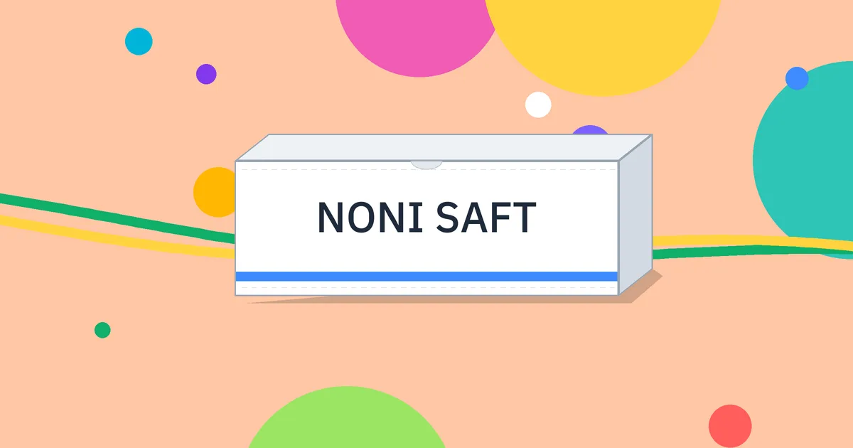 Symbolbild: Packung mit der Aufschrift NONI SAFT (PZN 05355216) – Verfügbarkeit und Bezug in Apotheken in Frankfurt am Main