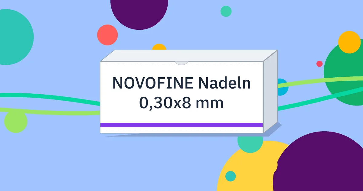 Symbolbild: Packung mit der Aufschrift NOVOFINE Nadeln 0,30x8 mm (PZN 04312860) – Verfügbarkeit und Bezug in Apotheken in Frankfurt am Main