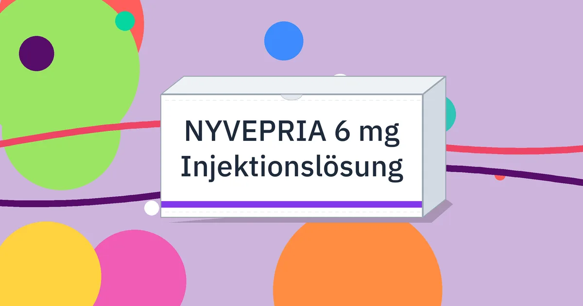 Symbolbild: Packung mit der Aufschrift NYVEPRIA 6 mg Injektionslösung (PZN 17822545) – Verfügbarkeit und Bezug in Apotheken in Frankfurt am Main