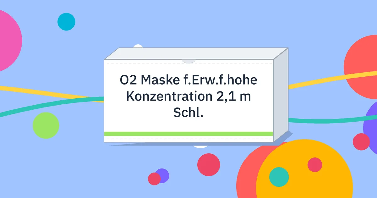 Symbolbild: Packung mit der Aufschrift O2 Maske f.Erw.f.hohe Konzentration 2,1 m Schl. (PZN 16684650) – Verfügbarkeit und Bezug in Apotheken in Frankfurt am Main
