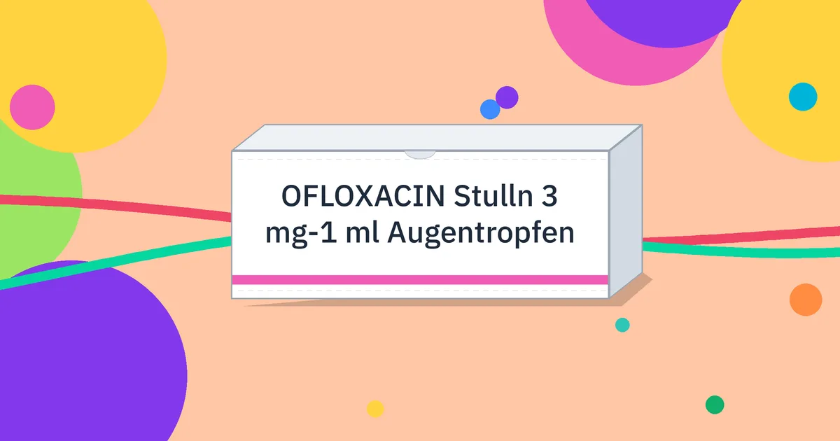 Symbolbild: Packung mit der Aufschrift OFLOXACIN Stulln 3 mg-1 ml Augentropfen (PZN 03095828) – Verfügbarkeit und Bezug in Apotheken in Frankfurt am Main
