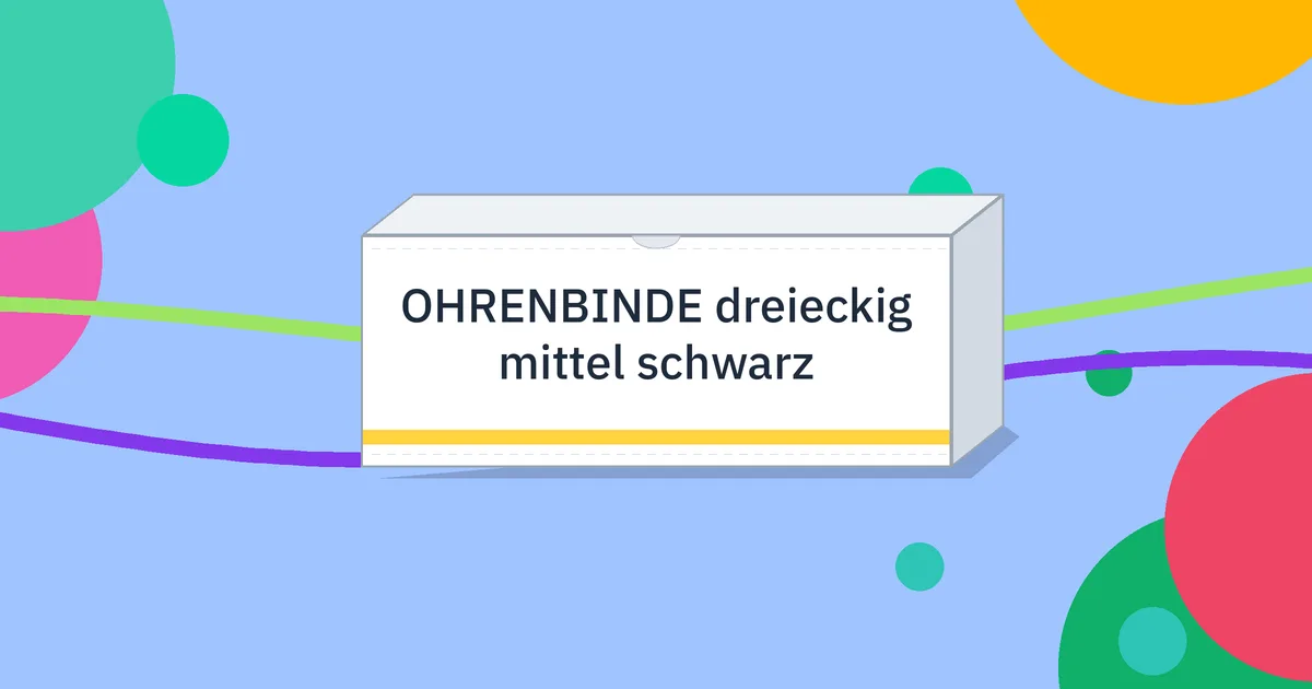 Symbolbild: Packung mit der Aufschrift OHRENBINDE dreieckig mittel schwarz (PZN 00759311) – Verfügbarkeit und Bezug in Apotheken in Frankfurt am Main