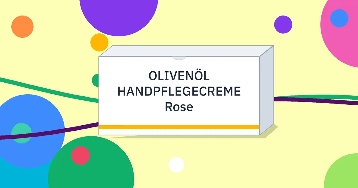 Symbolbild: Packung mit der Aufschrift OLIVENÖL HANDPFLEGECREME Rose (PZN 18007391) – Verfügbarkeit und Bezug in Apotheken in Frankfurt am Main