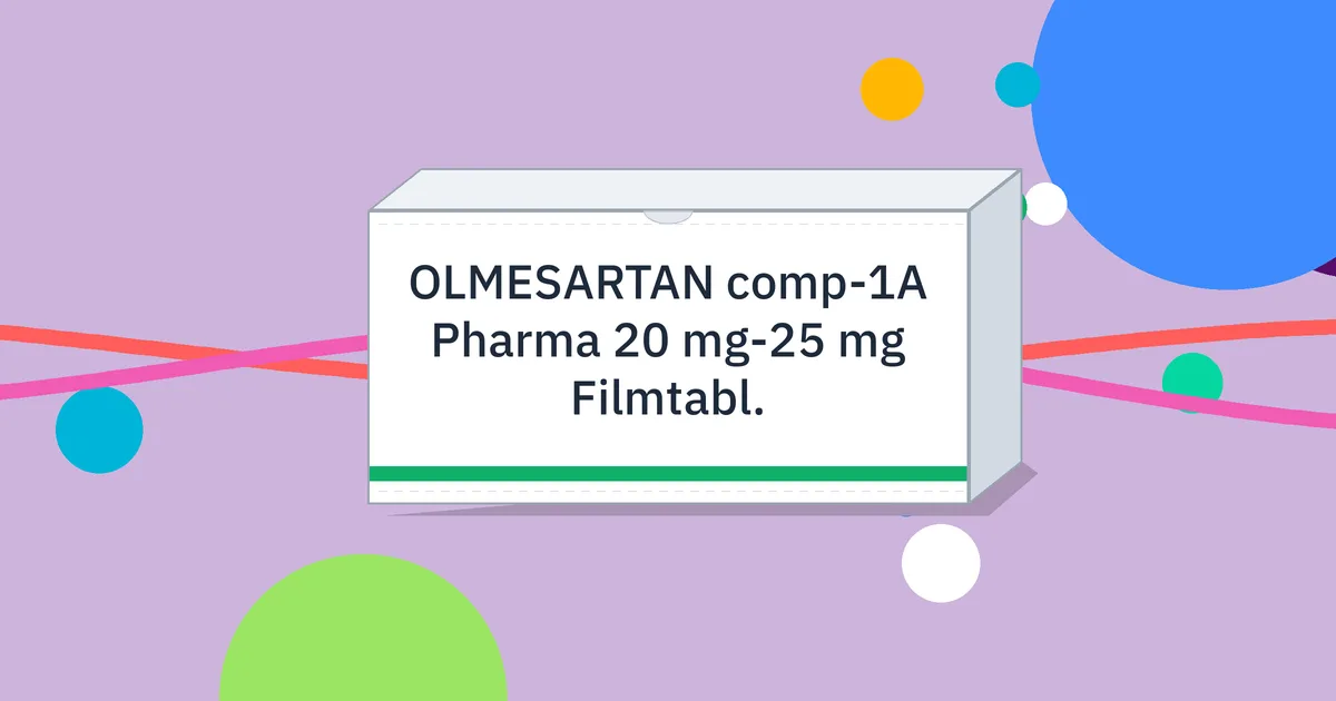 Symbolbild: Packung mit der Aufschrift OLMESARTAN comp-1A Pharma 20 mg-25 mg Filmtabl. (PZN 12359686) – Verfügbarkeit und Bezug in Apotheken in Frankfurt am Main