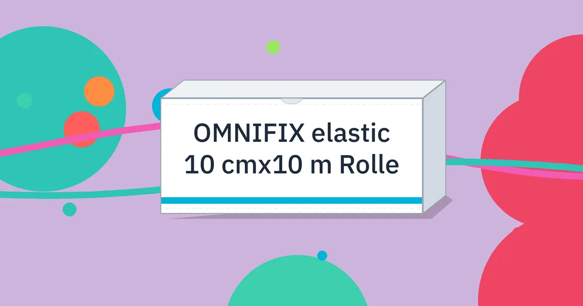 Symbolbild: Packung mit der Aufschrift OMNIFIX elastic 10 cmx10 m Rolle (PZN 17481883) – Verfügbarkeit und Bezug in Apotheken in Frankfurt am Main