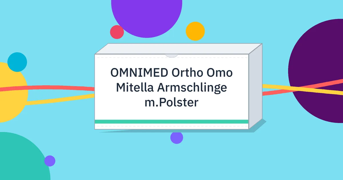 Symbolbild: Packung mit der Aufschrift OMNIMED Ortho Omo Mitella Armschlinge m.Polster (PZN 18274442) – Verfügbarkeit und Bezug in Apotheken in Frankfurt am Main