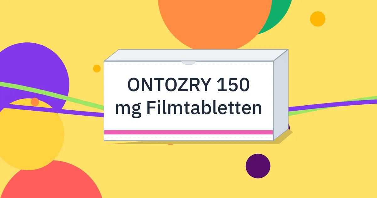 Symbolbild: Packung mit der Aufschrift ONTOZRY 150 mg Filmtabletten (PZN 18806287) – Verfügbarkeit und Bezug in Apotheken in Frankfurt am Main