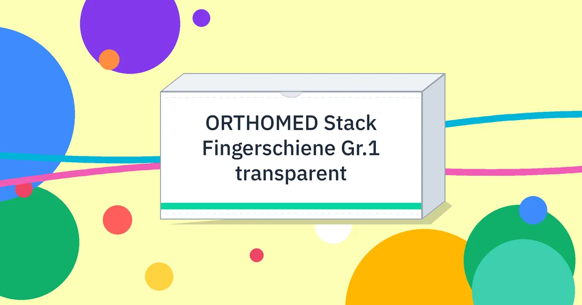 Symbolbild: Packung mit der Aufschrift ORTHOMED Stack Fingerschiene Gr.1 transparent (PZN 19466623) – Verfügbarkeit und Bezug in Apotheken in Frankfurt am Main