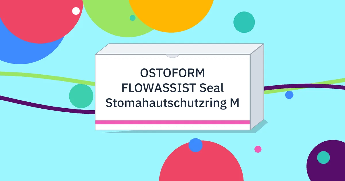 Symbolbild: Packung mit der Aufschrift OSTOFORM FLOWASSIST Seal Stomahautschutzring M (PZN 19288564) – Verfügbarkeit und Bezug in Apotheken in Frankfurt am Main