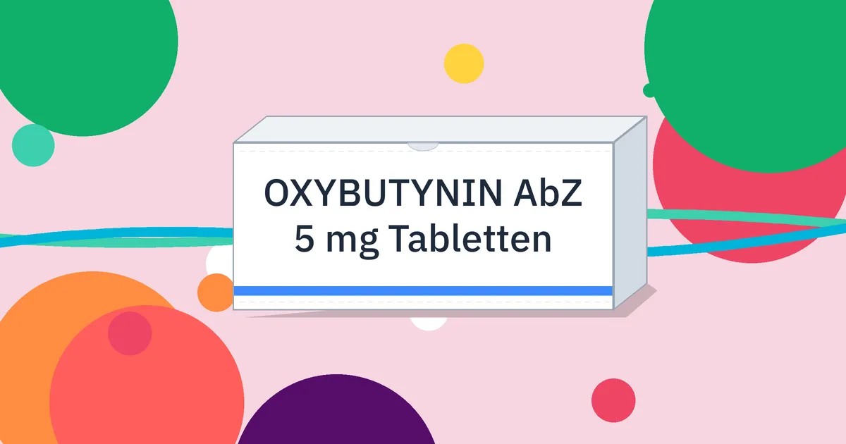 Symbolbild: Packung mit der Aufschrift OXYBUTYNIN AbZ 5 mg Tabletten (PZN 01016670) – Verfügbarkeit und Bezug in Apotheken in Frankfurt am Main