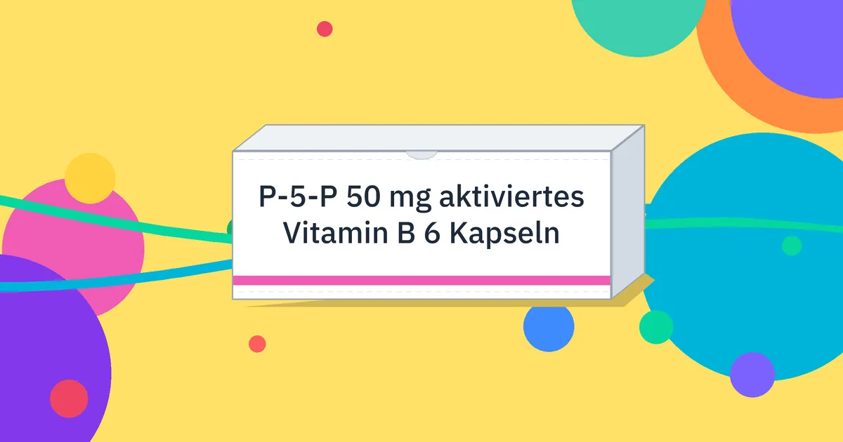 Symbolbild: Packung mit der Aufschrift P-5-P 50 mg aktiviertes Vitamin B 6 Kapseln (PZN 11169251) – Verfügbarkeit und Bezug in Apotheken in Frankfurt am Main
