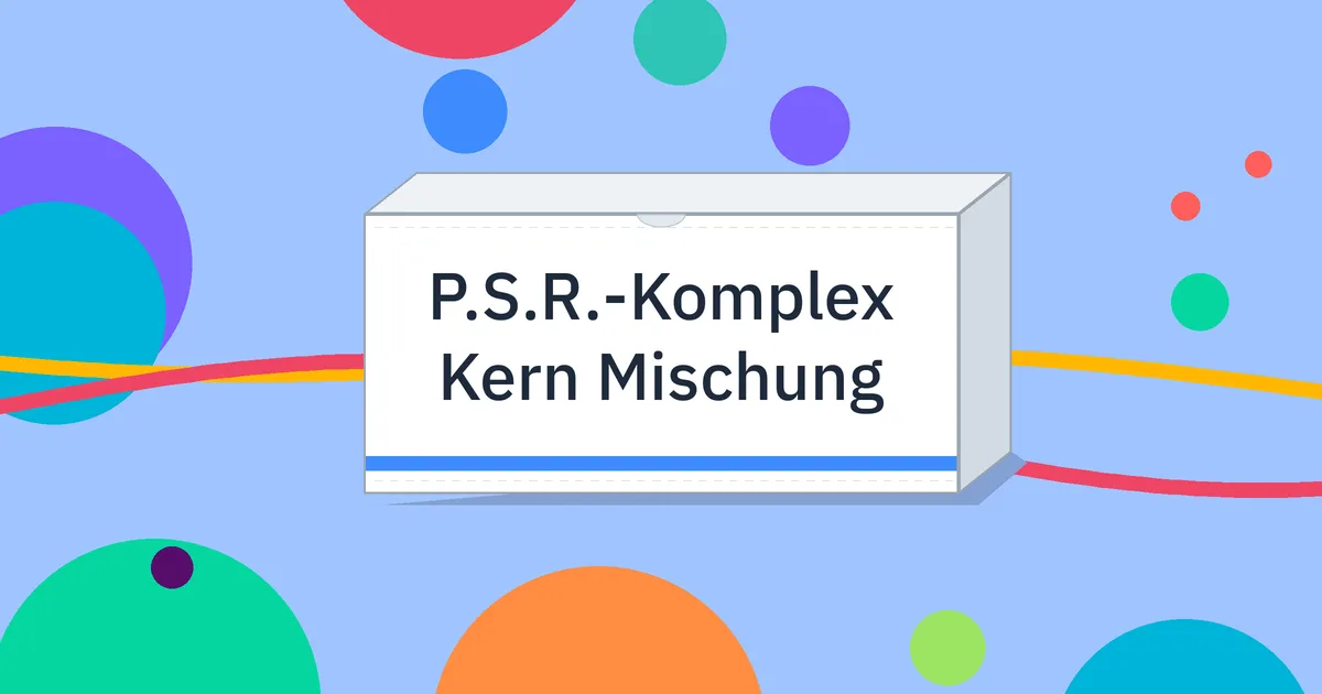 Symbolbild: Packung mit der Aufschrift P.S.R.-Komplex Kern Mischung (PZN 00324984) – Verfügbarkeit und Bezug in Apotheken in Frankfurt am Main