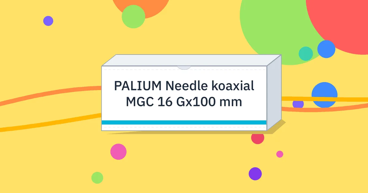 Symbolbild: Packung mit der Aufschrift PALIUM Needle koaxial MGC 16 Gx100 mm (PZN 19734383) – Verfügbarkeit und Bezug in Apotheken in Frankfurt am Main