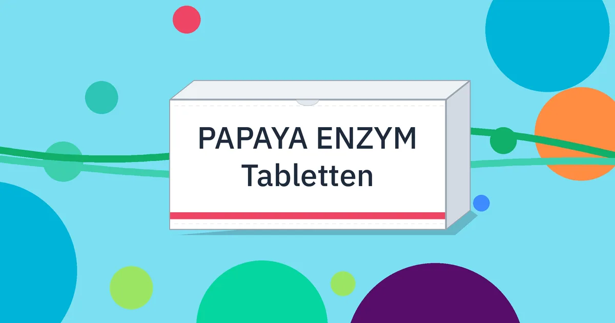Symbolbild: Packung mit der Aufschrift PAPAYA ENZYM Tabletten (PZN 17507826) – Verfügbarkeit und Bezug in Apotheken in Frankfurt am Main