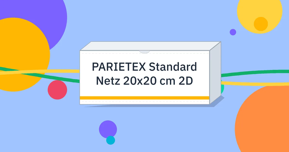 Symbolbild: Packung mit der Aufschrift PARIETEX Standard Netz 20x20 cm 2D (PZN 00363694) – Verfügbarkeit und Bezug in Apotheken in Frankfurt am Main