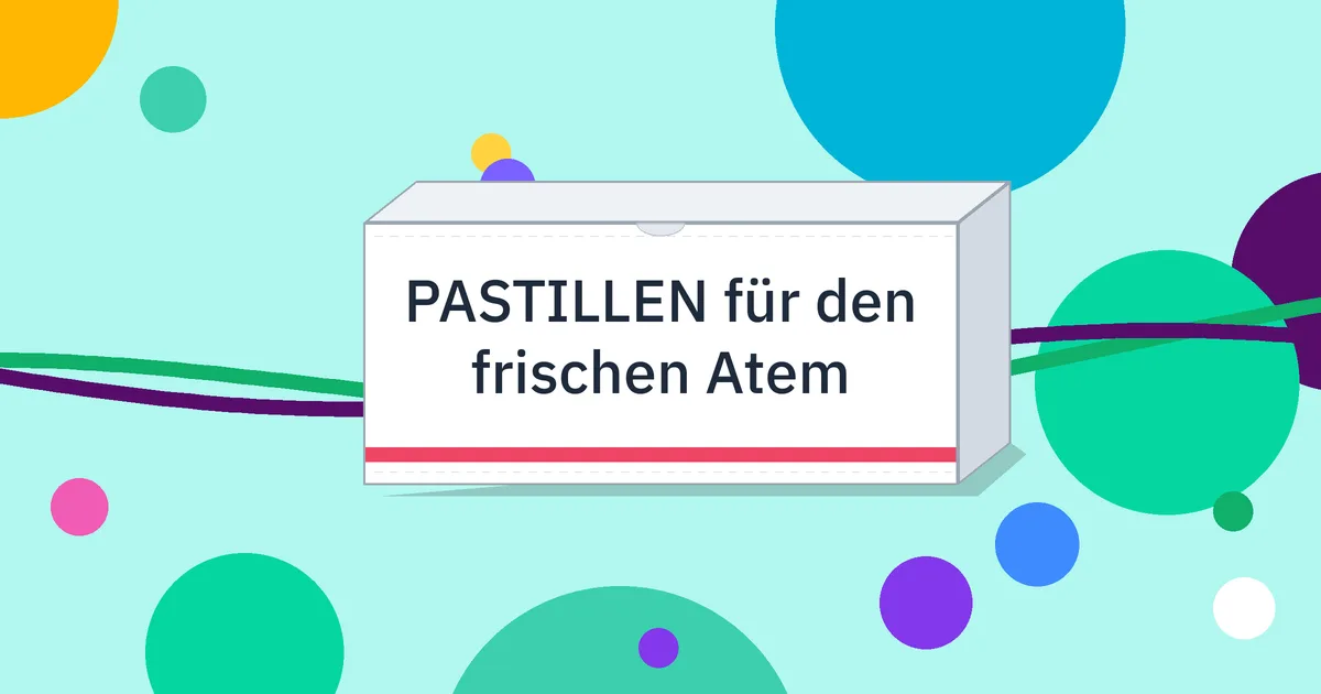 Symbolbild: Packung mit der Aufschrift PASTILLEN für den frischen Atem (PZN 16957562) – Verfügbarkeit und Bezug in Apotheken in Frankfurt am Main