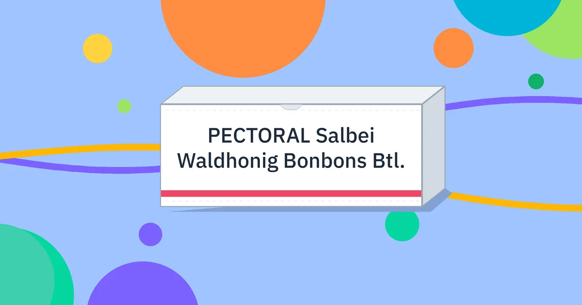 Symbolbild: Packung mit der Aufschrift PECTORAL Salbei Waldhonig Bonbons Btl. (PZN 16006660) – Verfügbarkeit und Bezug in Apotheken in Frankfurt am Main
