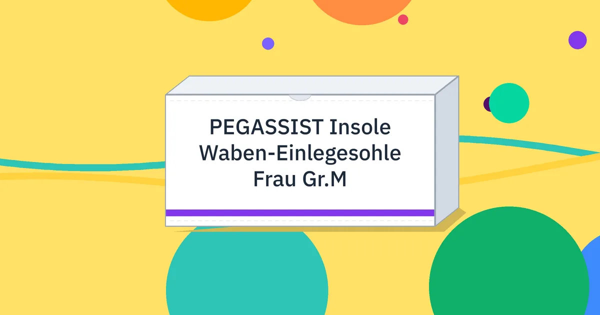 Symbolbild: Packung mit der Aufschrift PEGASSIST Insole Waben-Einlegesohle Frau Gr.M (PZN 14255198) – Verfügbarkeit und Bezug in Apotheken in Frankfurt am Main