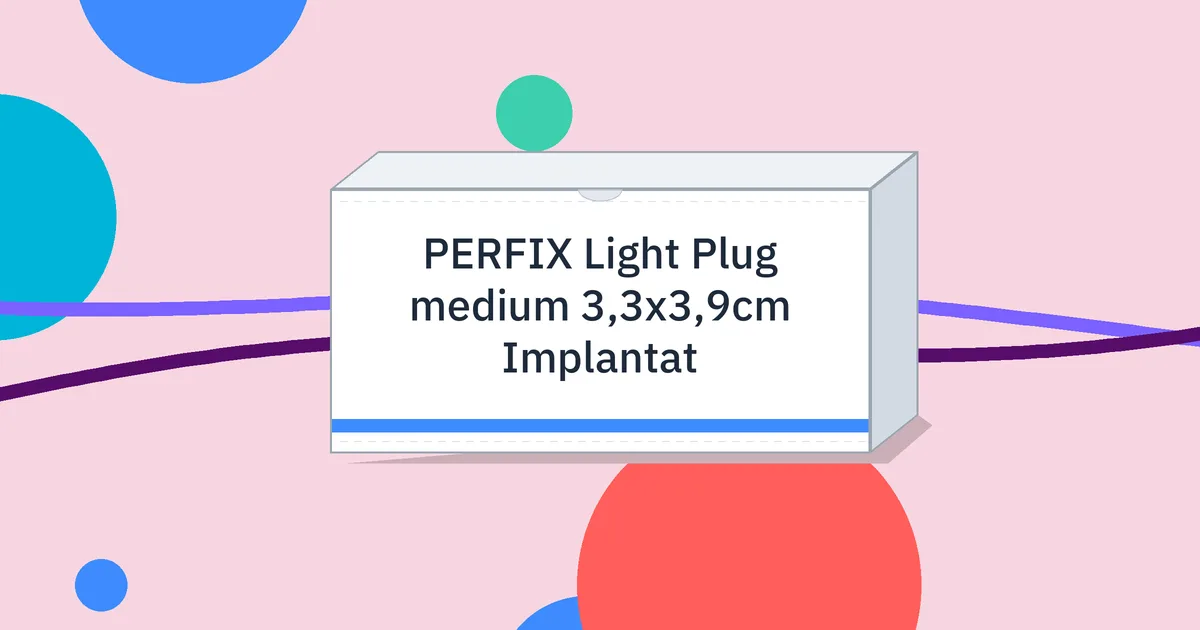 Symbolbild: Packung mit der Aufschrift PERFIX Light Plug medium 3,3x3,9cm Implantat (PZN 06901081) – Verfügbarkeit und Bezug in Apotheken in Frankfurt am Main