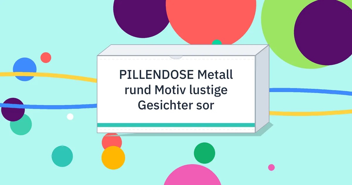Symbolbild: Packung mit der Aufschrift PILLENDOSE Metall rund Motiv lustige Gesichter sor (PZN 17945437) – Verfügbarkeit und Bezug in Apotheken in Frankfurt am Main