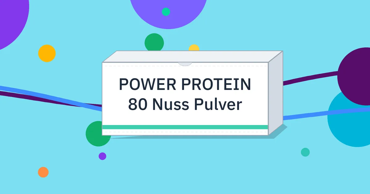 Symbolbild: Packung mit der Aufschrift POWER PROTEIN 80 Nuss Pulver (PZN 04201066) – Verfügbarkeit und Bezug in Apotheken in Frankfurt am Main